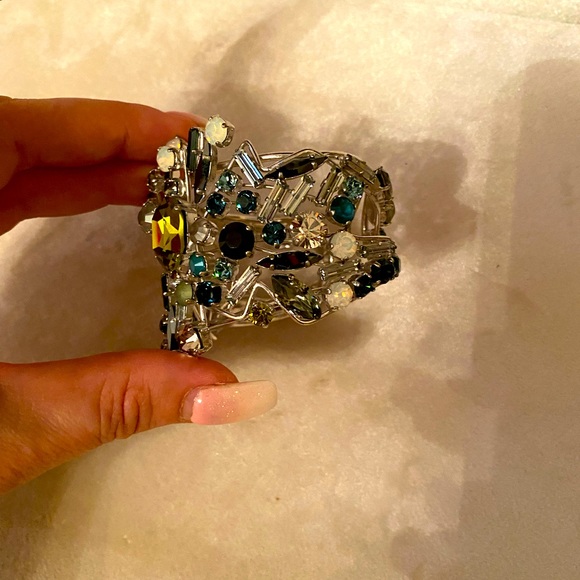 Jewelry | Swarovski Swan Stamped Bracelet With Multi Color Crystals In ...